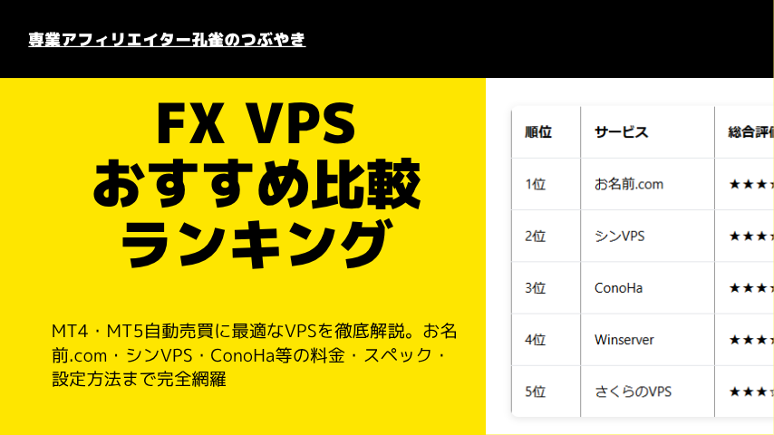 【2025年最新版】FX VPSおすすめ比較ランキング｜MT4・MT5自動売買に最適なVPS選び完全ガイド